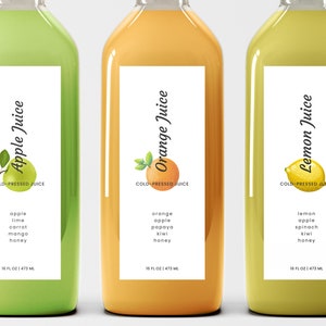 Juice Bottle Labels, Juice Custom Labels, Editable Juice Labels ...