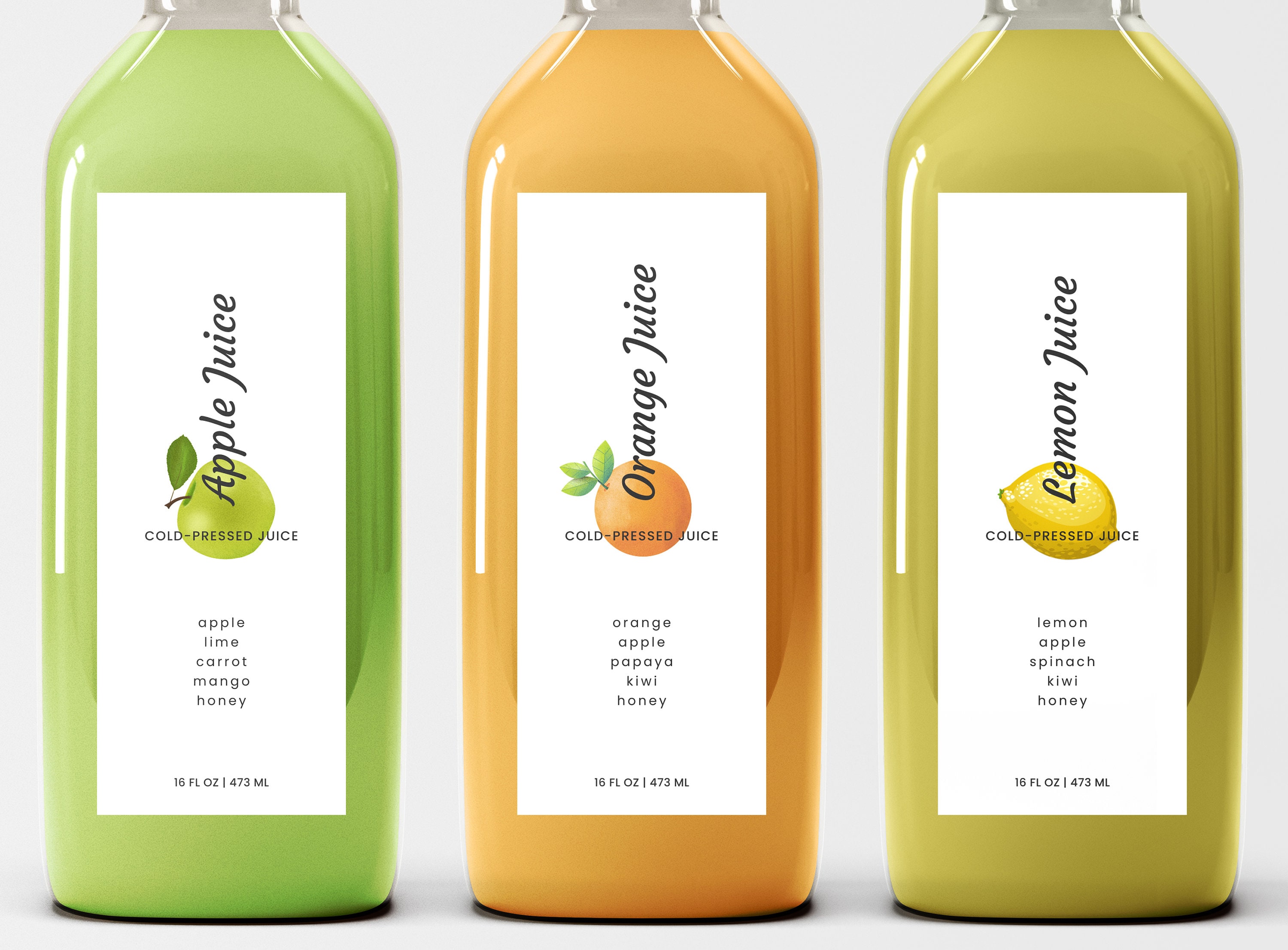 Juice Bottle Labels, Juice Custom Labels, Editable Juice Labels ...