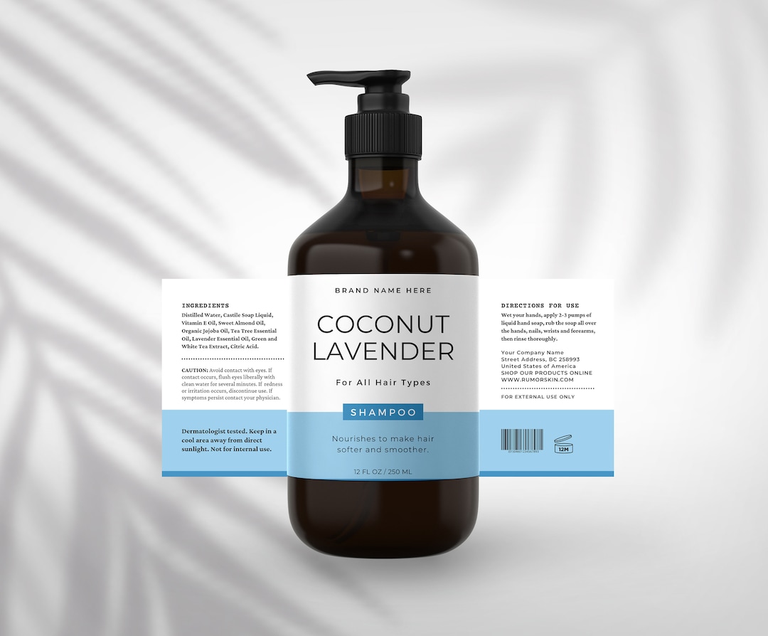 Shampoo Labels Template - Bottle Label Template - 8 Oz Bottle Label ...