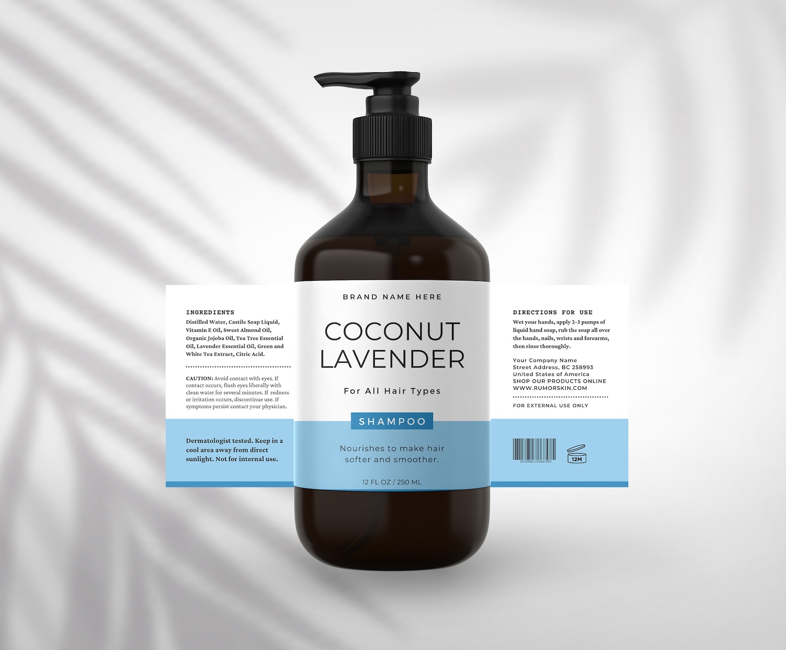 Shampoo Labels Template - Bottle Label Template - 8 Oz Bottle Label ...