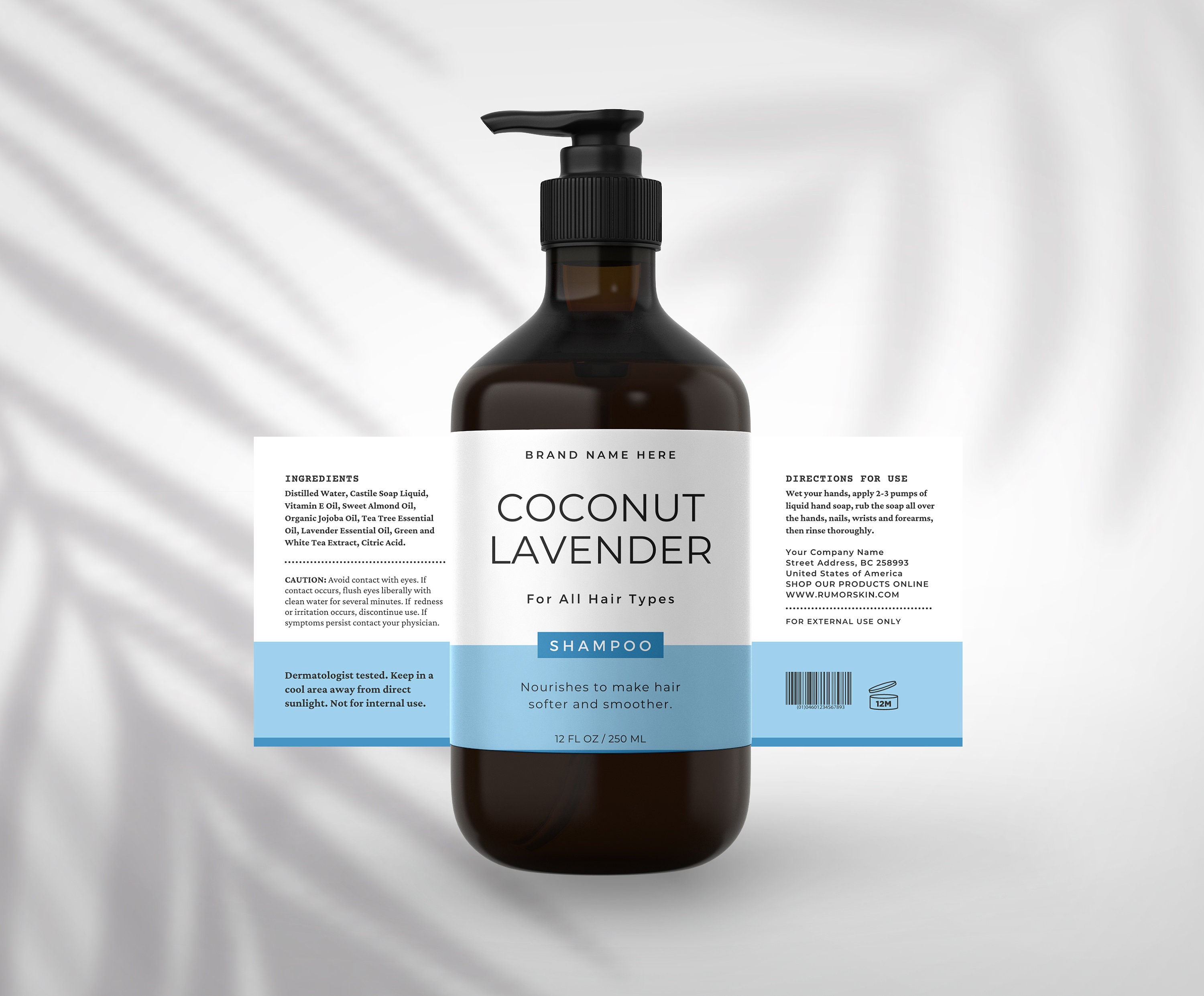 Shampoo Labels Template - Bottle Label Template - 8 Oz Bottle Label ...