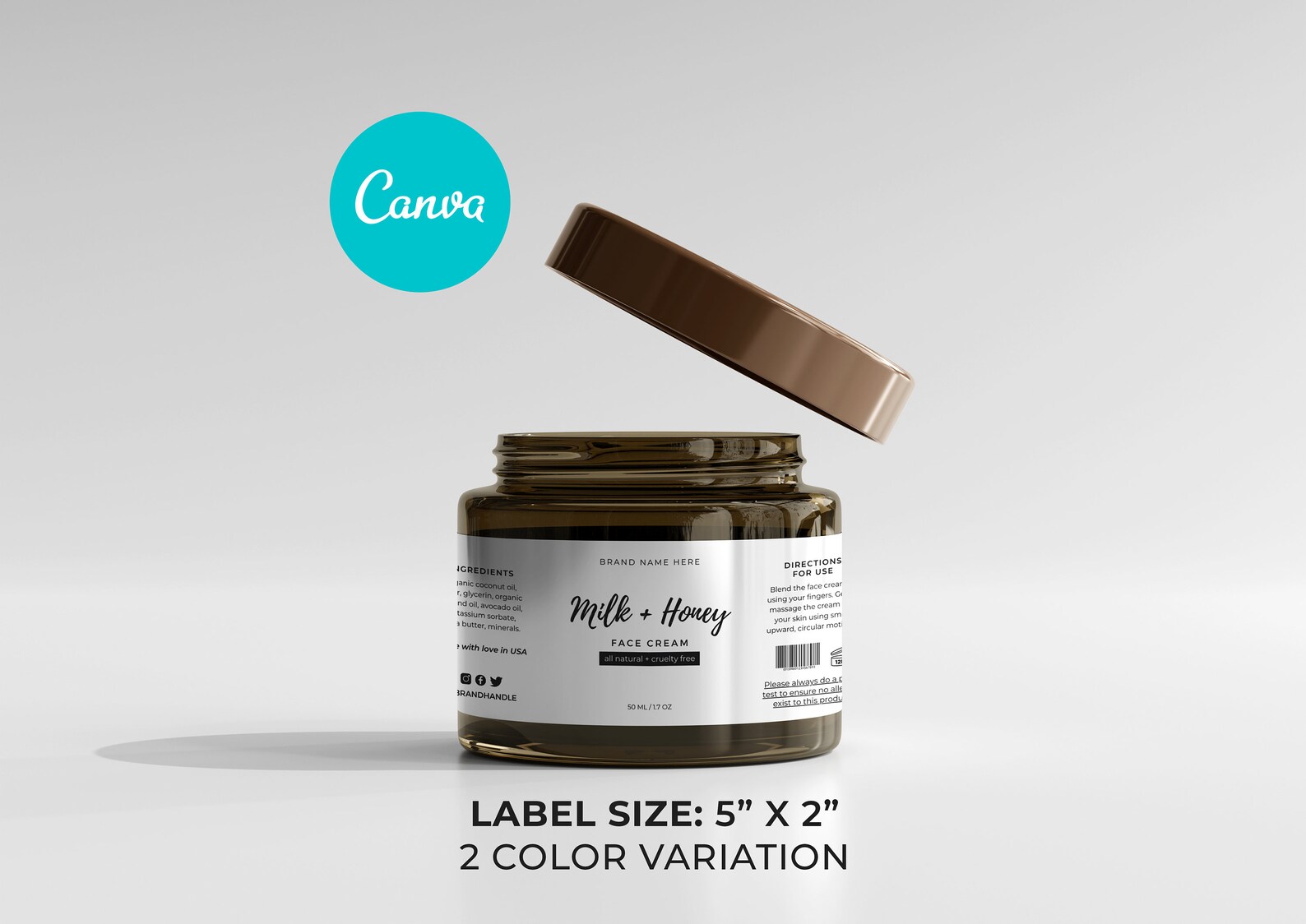 DIY Label Template - Editable Jar Label - 5x2 - Body Cream Jar ...