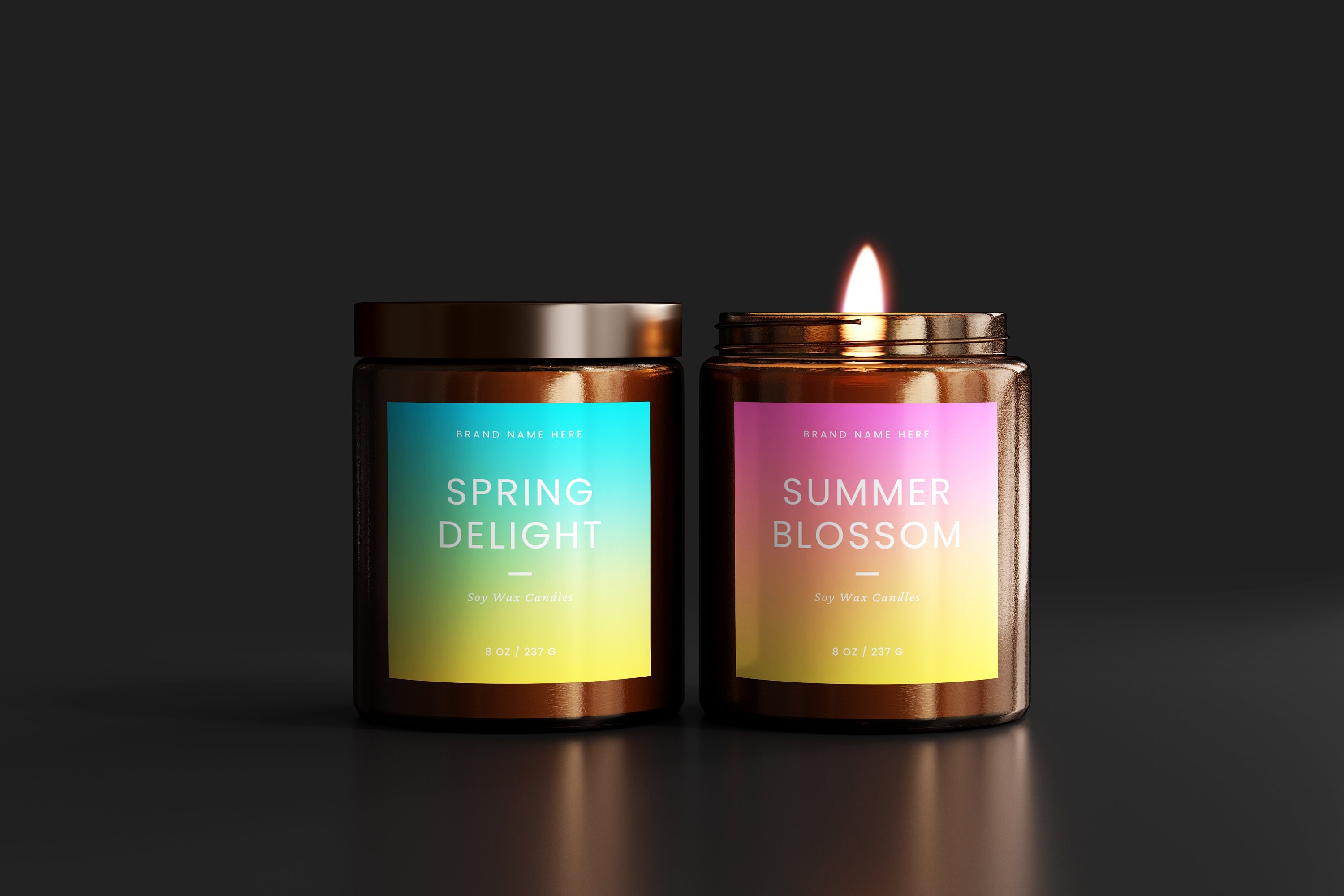 Colorful Candle Labels Template, Gradient Design, DIY Candle Packaging ...