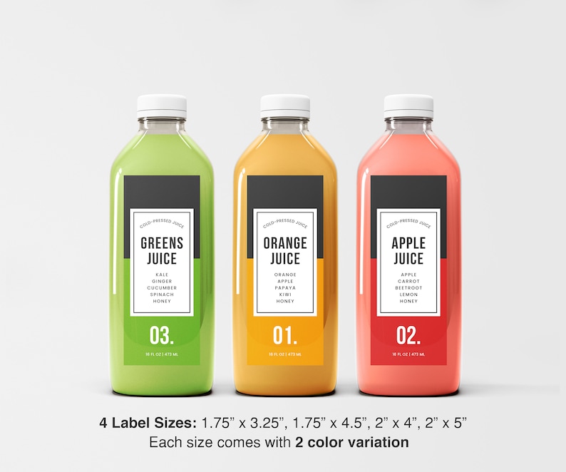 Juice Bottle Labels, Juice Label Template, Juice Bottle Stickers ...