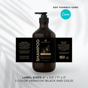 Customizable Shampoo Bottle Label Template, DIY Body Wash Label Design ...