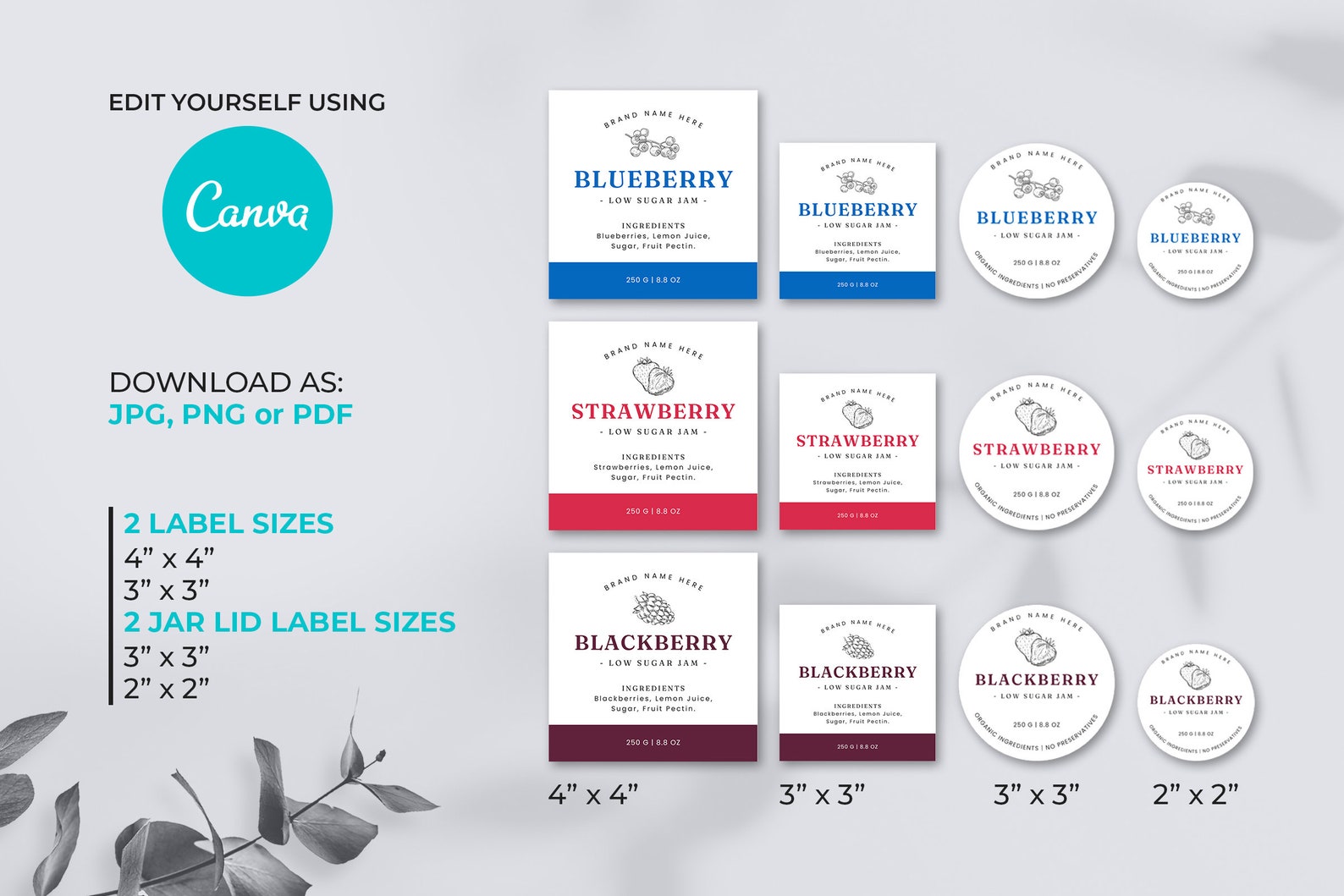 Canva Jam Jar Labels, Mason Jar Label Template, Canning Labels, Honey ...