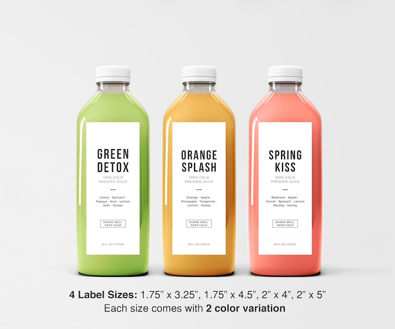 Juice Bottle Label Template, Labels Bottles, Editable Juice Labels ...