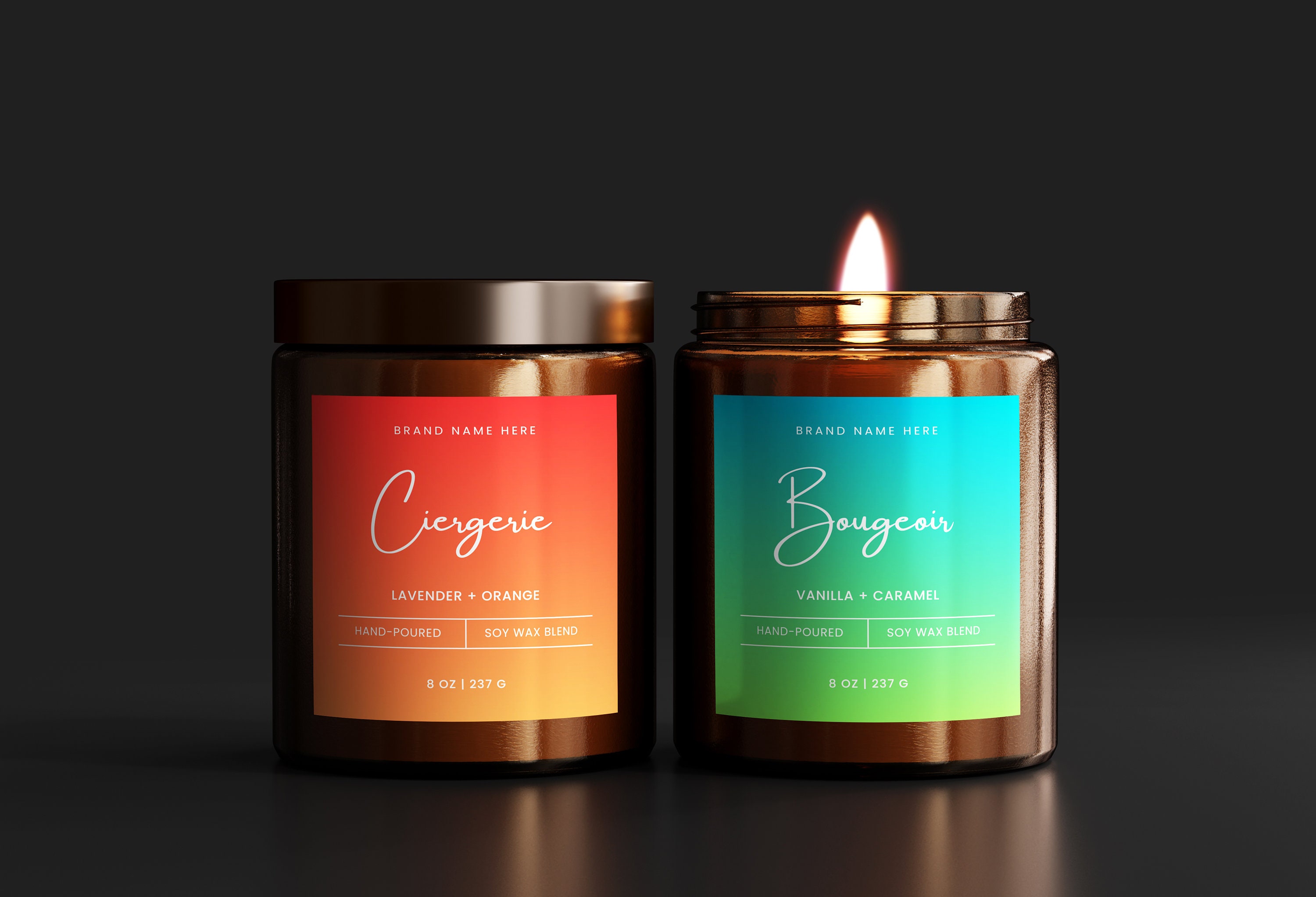 Colorful Candle Jar Labels Template, Gradient Design, DIY Printable ...