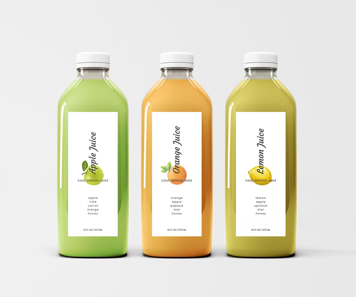 Juice Bottle Labels, Juice Custom Labels, Editable Juice Labels ...
