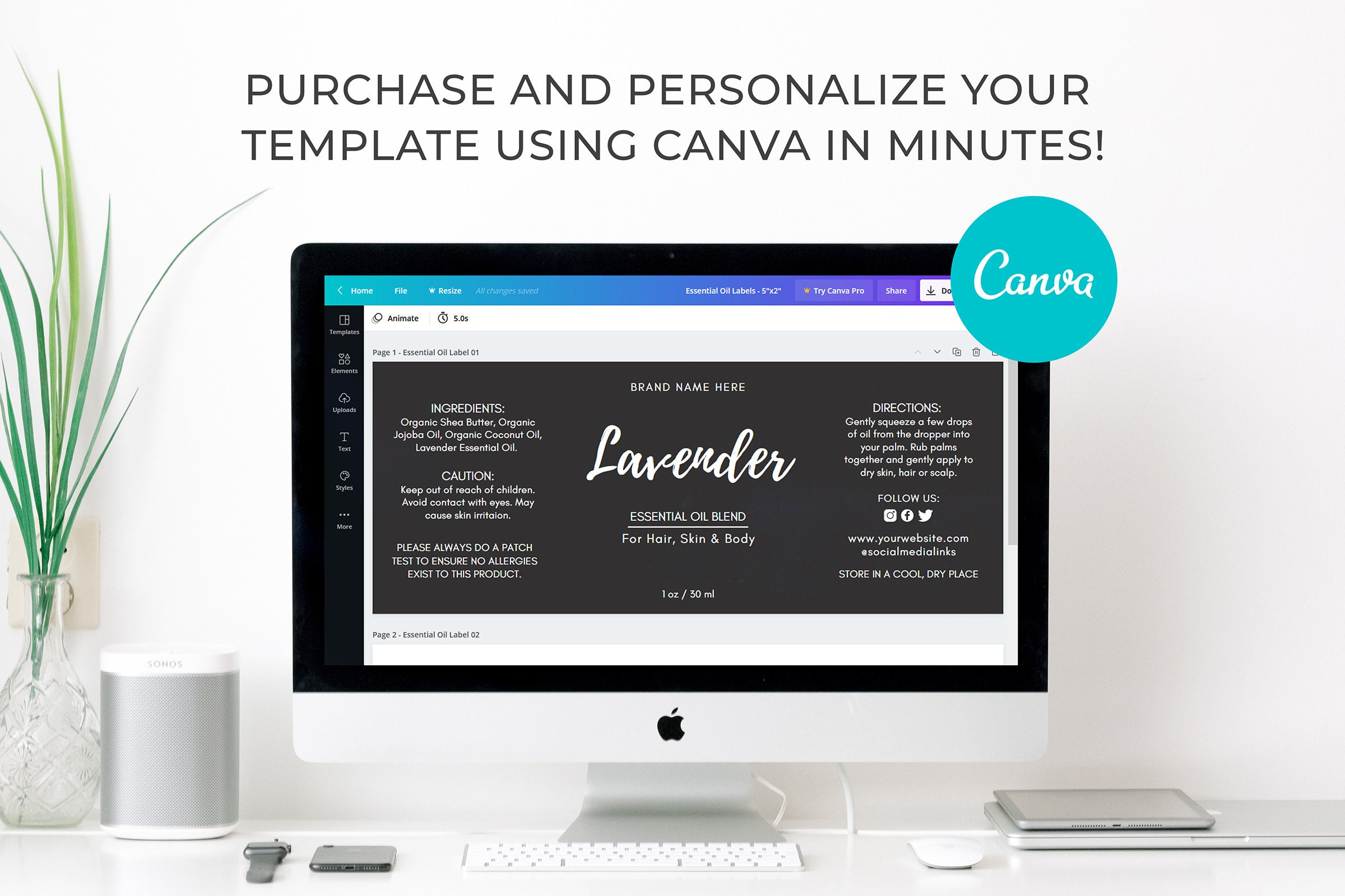 Custom Product Label DIY Editable Label Template Stylish Dropper ...