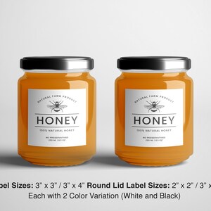 Honey Labels Template, Honey Jar Labels, Honey Stickers, Mason Jar ...