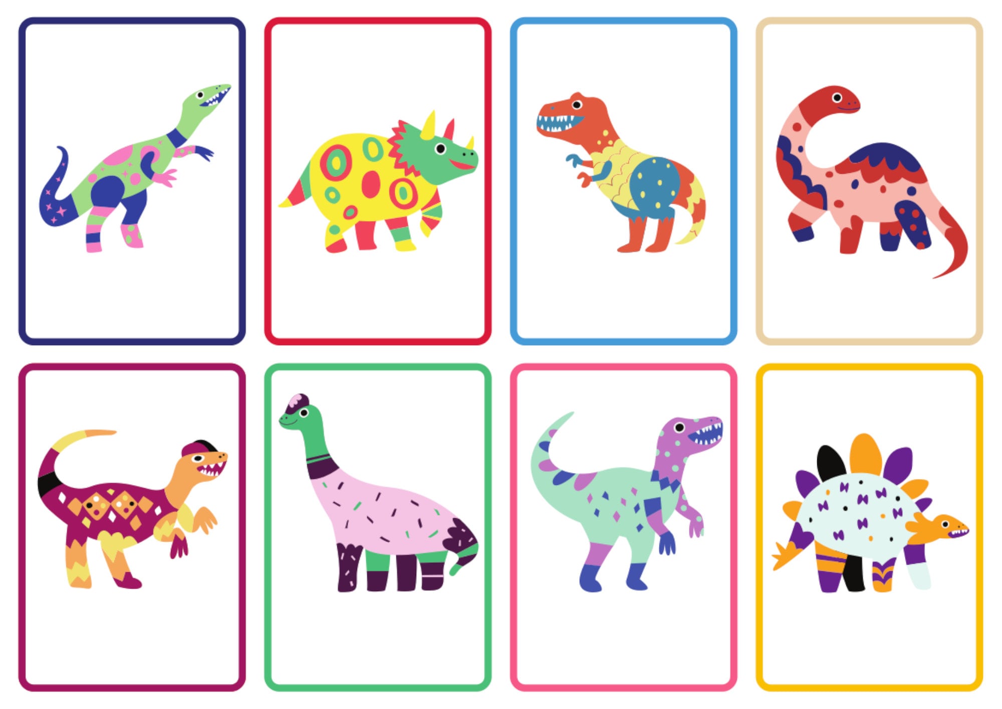 Dinosaur Flash Cards, DIGITAL DOWNLOAD, Printable Kids Dinosaur Card ...