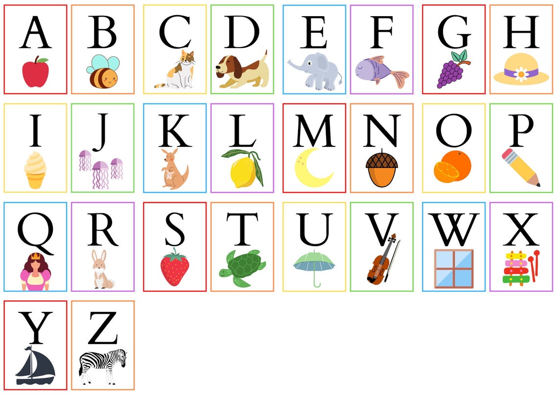 ABC Alphabet Flash Cards, DIGITAL DOWNLOAD, Printable Kids Letters Card ...