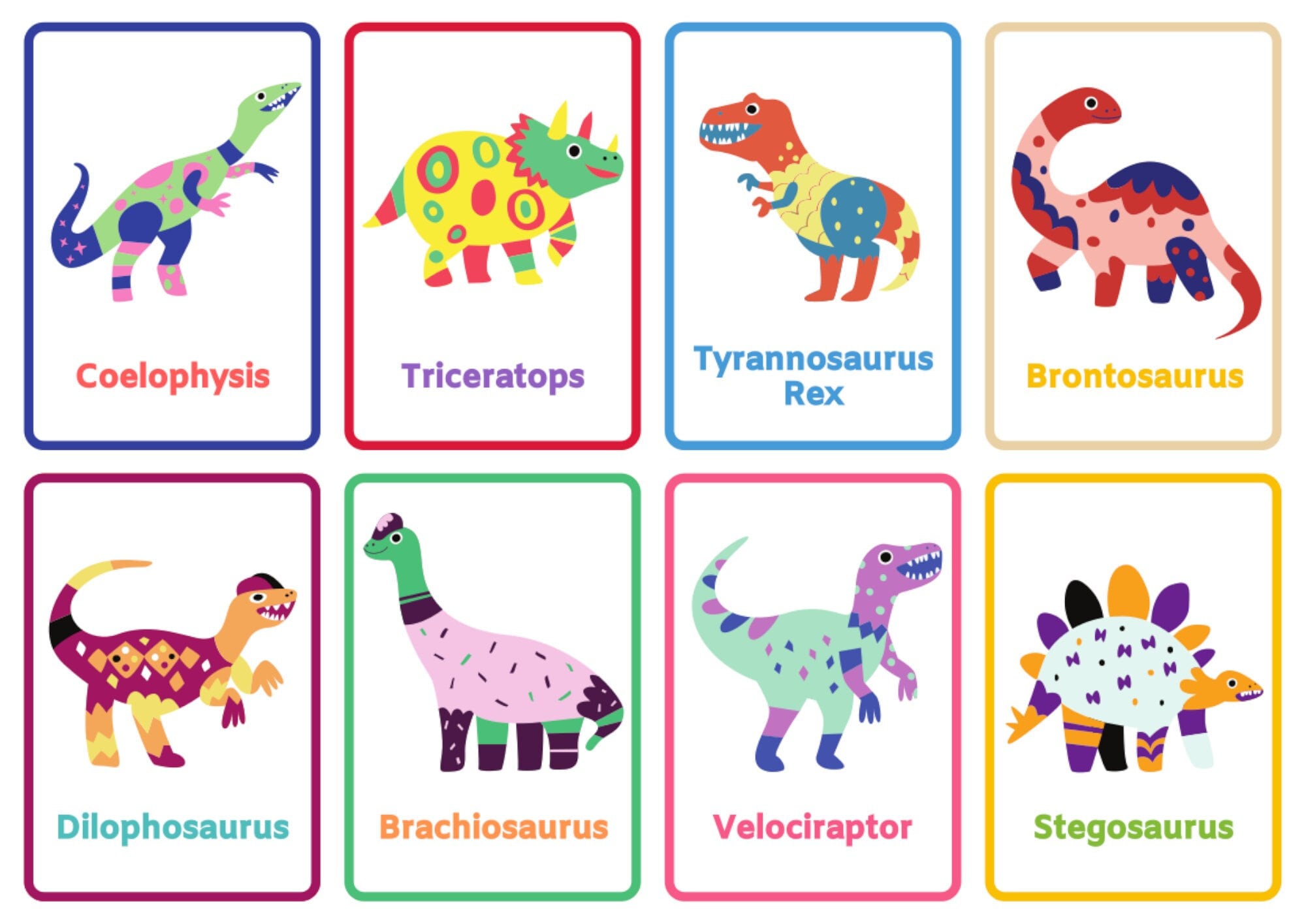 Dinosaur Flash Cards, DIGITAL DOWNLOAD, Printable Kids Dinosaur Card ...
