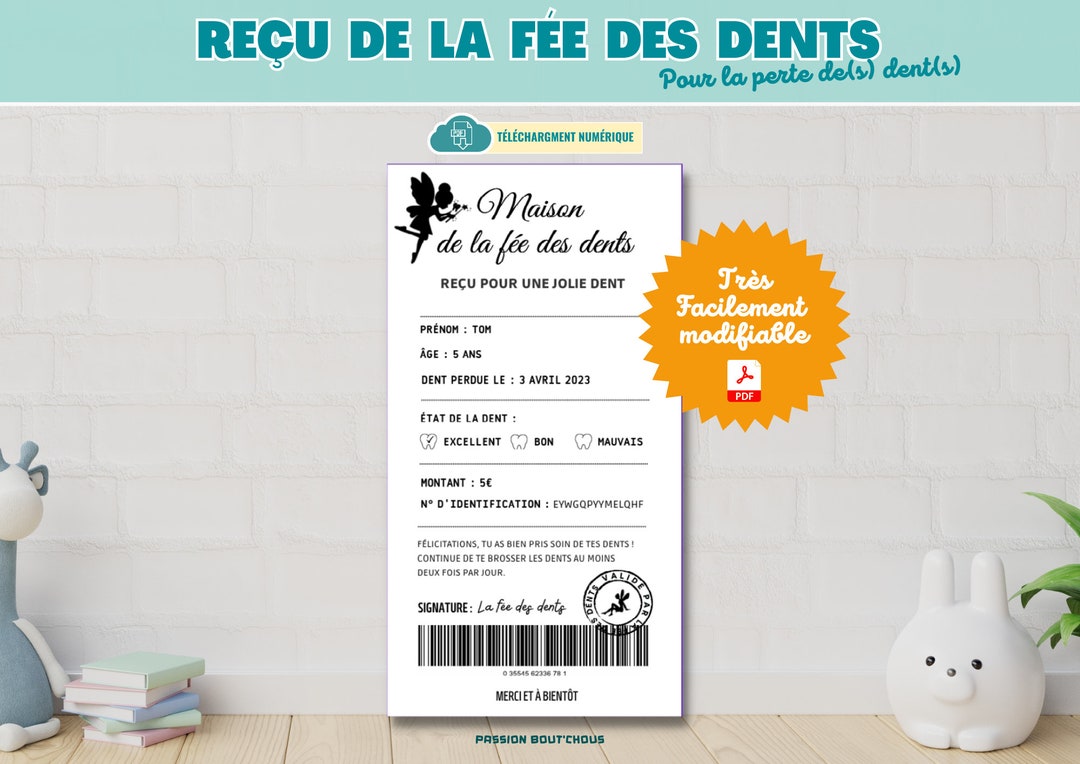 Receipt - Editable Tooth Fairy Ticket - for a Lost Tooth - Realistic ...