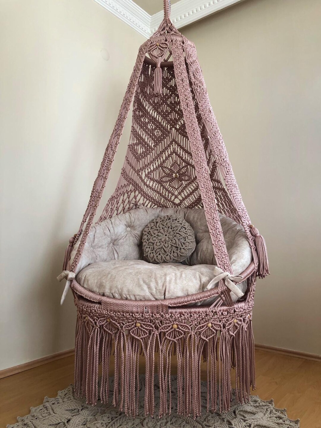 Home Swing , Macrame Hanging Balcony Chair,handmade Macrame Swing Chair ...