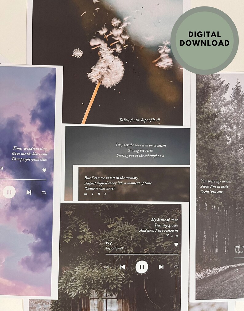 Aesthetic Taylor Swift Posters Folklore Evermore Digital Prints Spotify ...