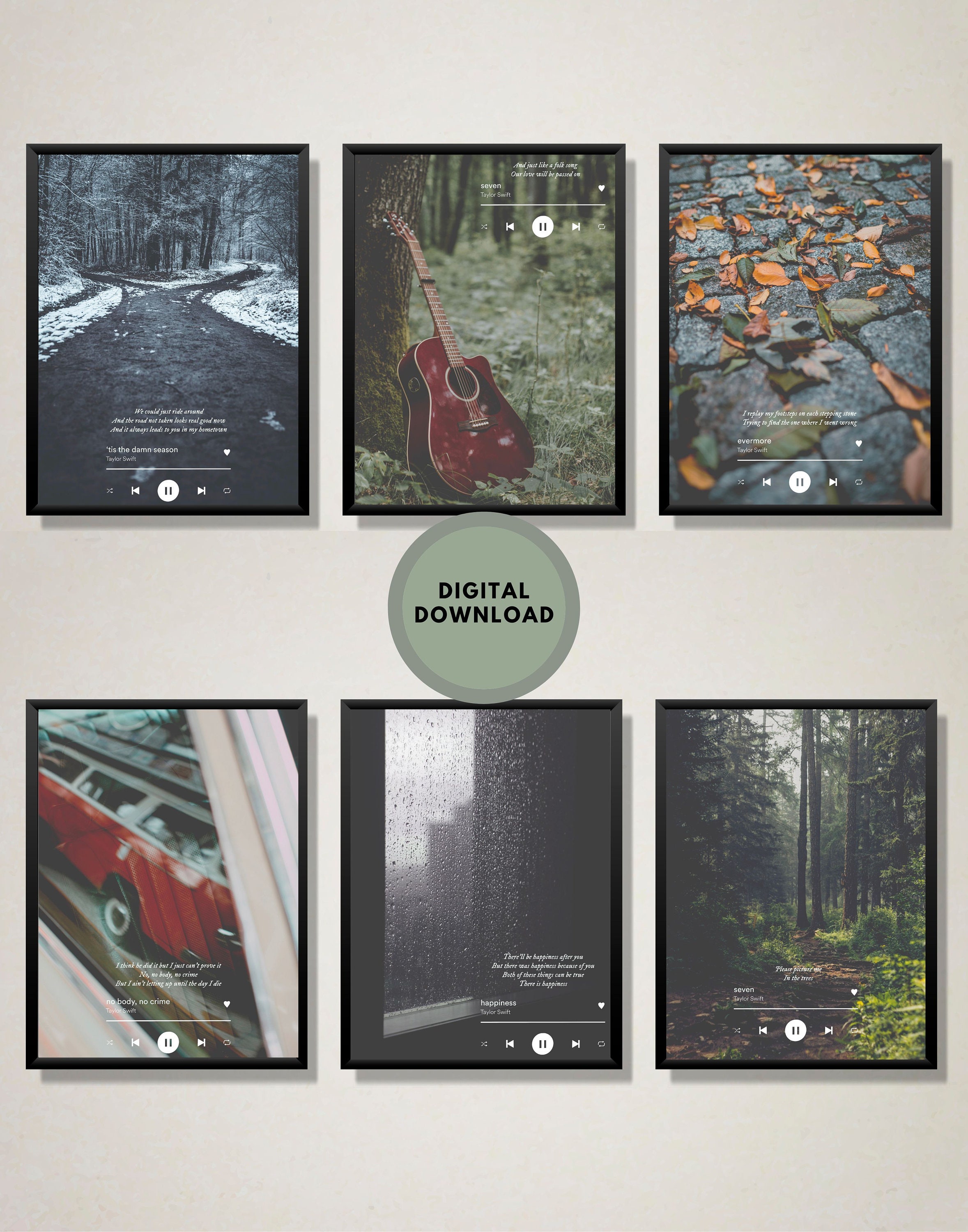 Aesthetic Taylor Swift Posters Folklore Evermore Digital Prints Spotify ...