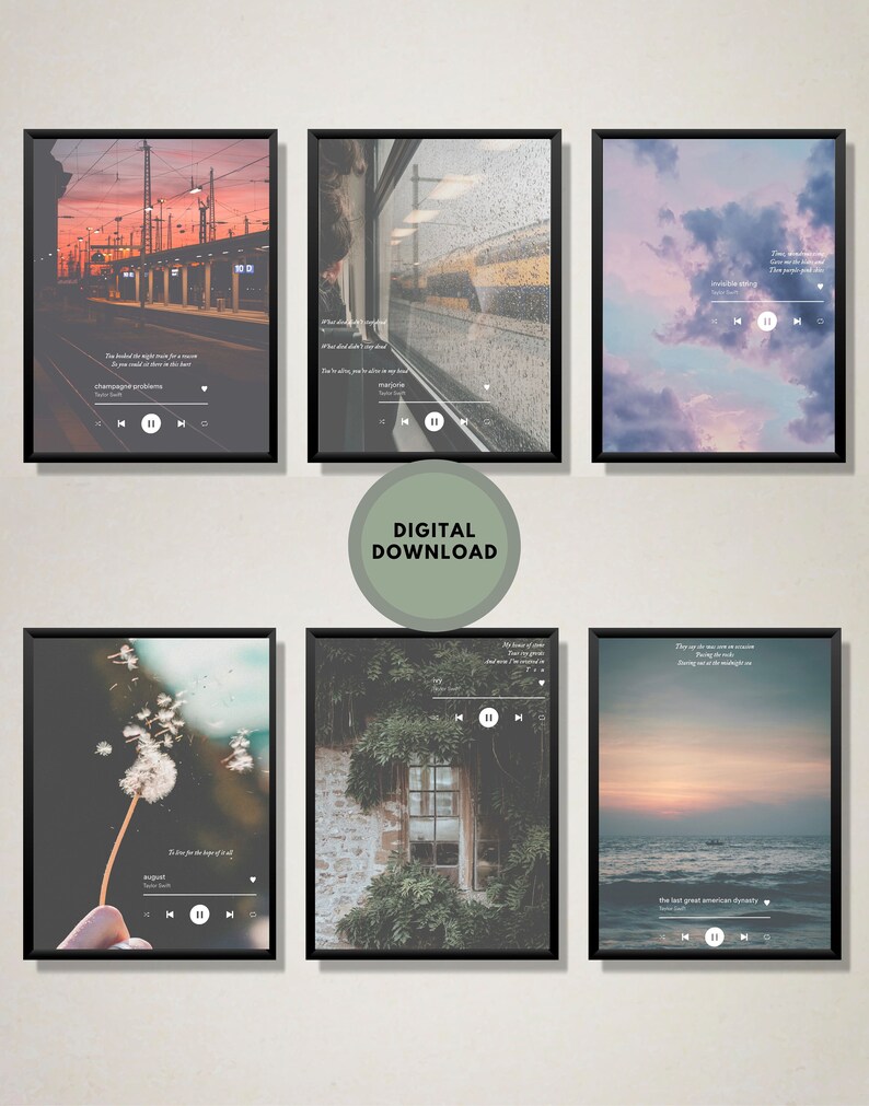 Aesthetic Taylor Swift Posters Folklore Evermore Digital Prints Spotify ...