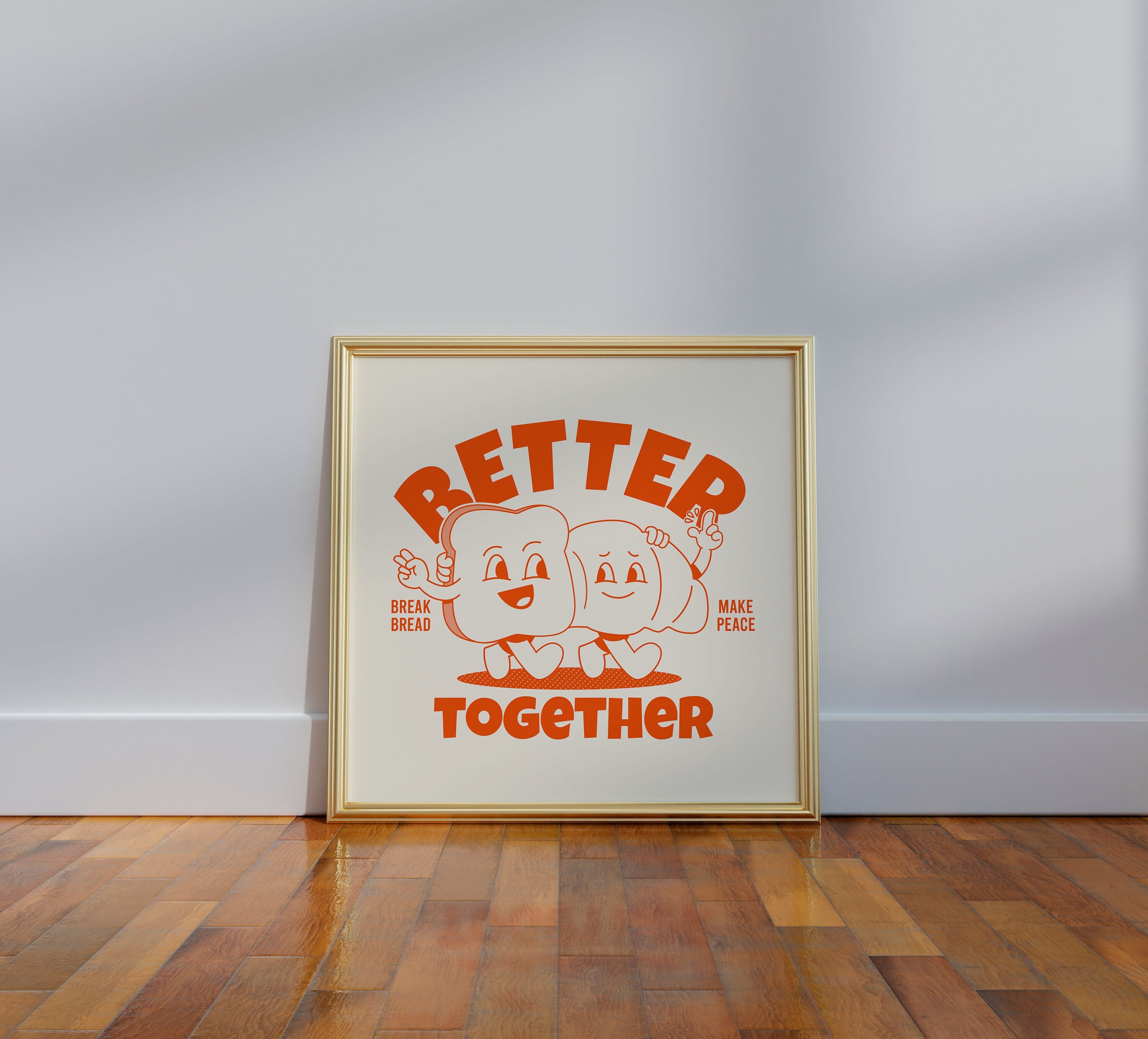 Retro Bread Cartoon Wall Art, Better Together, Toast, Wellness ...