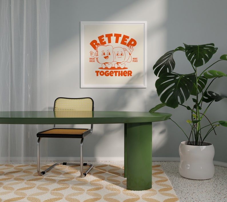 Retro Bread Cartoon Wall Art, Better Together, Toast, Wellness ...