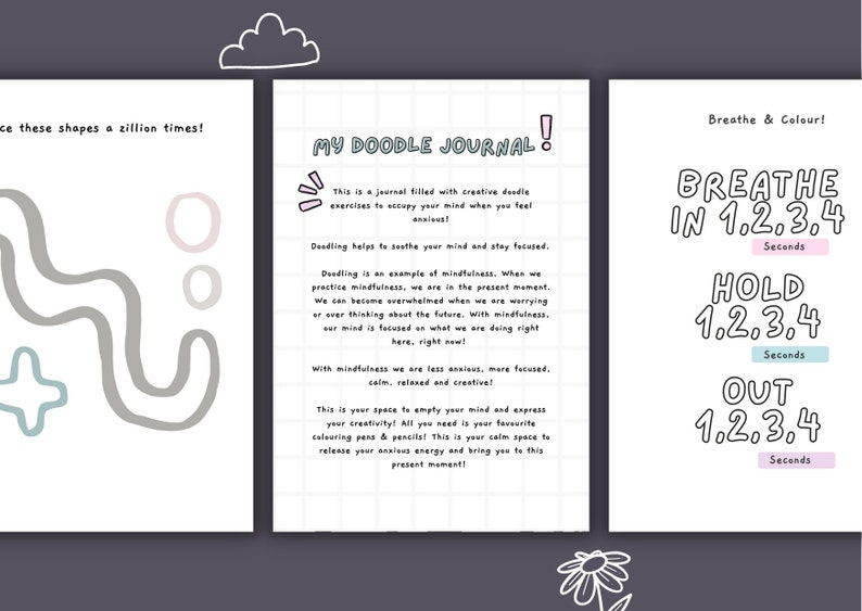 Mindfulness Doodle Digital Pages - Etsy