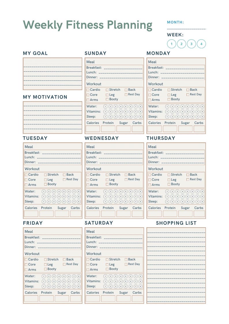 Fitness Planner~ Fitness Schedule~ Fitness Organization - Etsy
