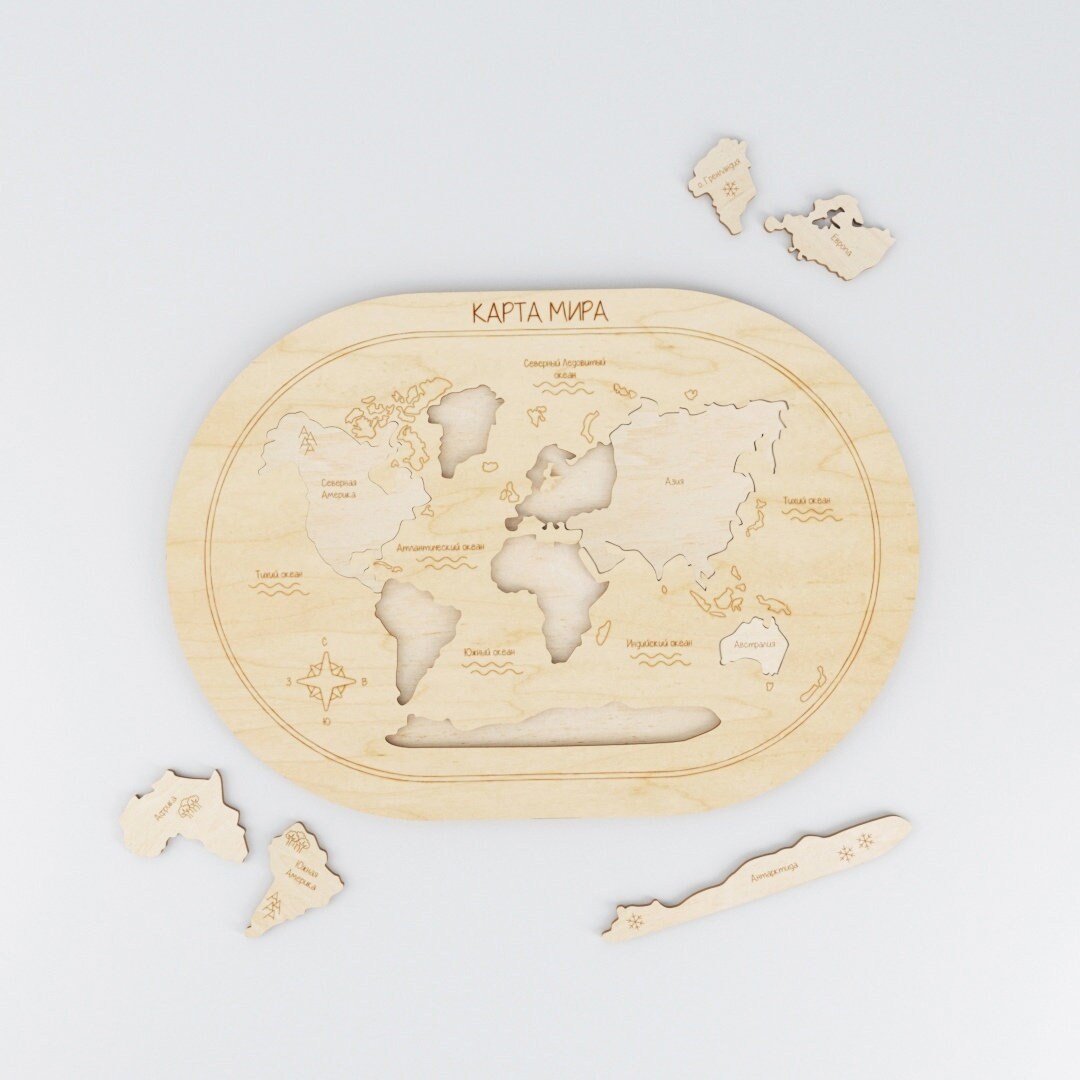 Wooden World Map, Puzzle, Wood Projects, DIY, Laser Cut, Digital Files ...
