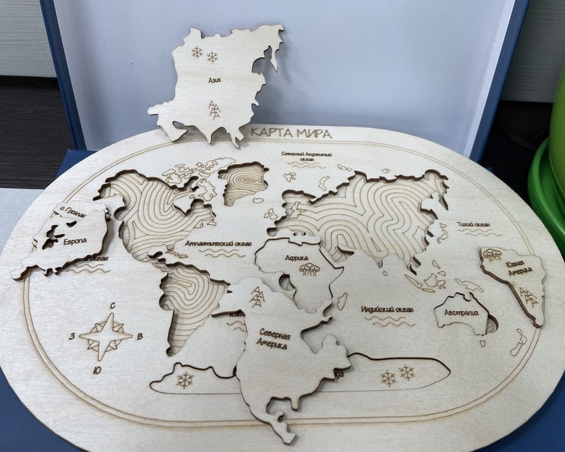 Wooden World Map, Puzzle, Wood Projects, DIY, Laser Cut, Digital Files ...