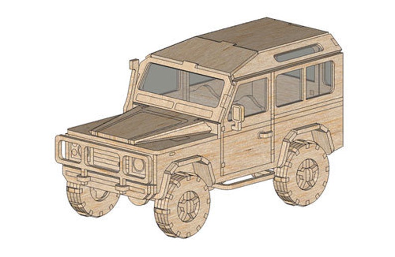 Laser Cut Wooden Kit of a Land Rover Defender SWB Defender 90 (2 Side ...