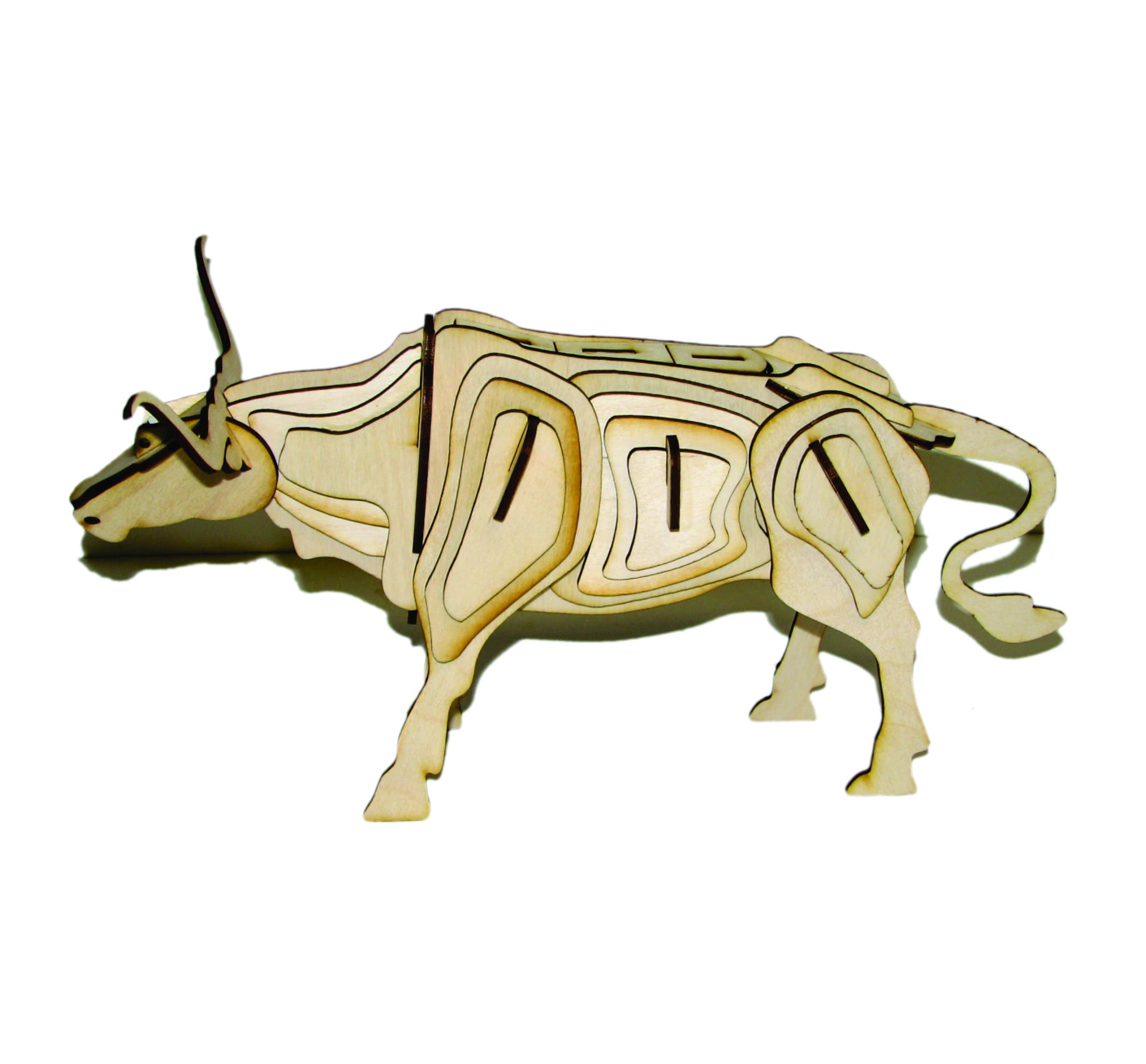 3D Wooden Bull Toro Puzzle Laser Cut File, Dxf, Cdr and Pdf File ...