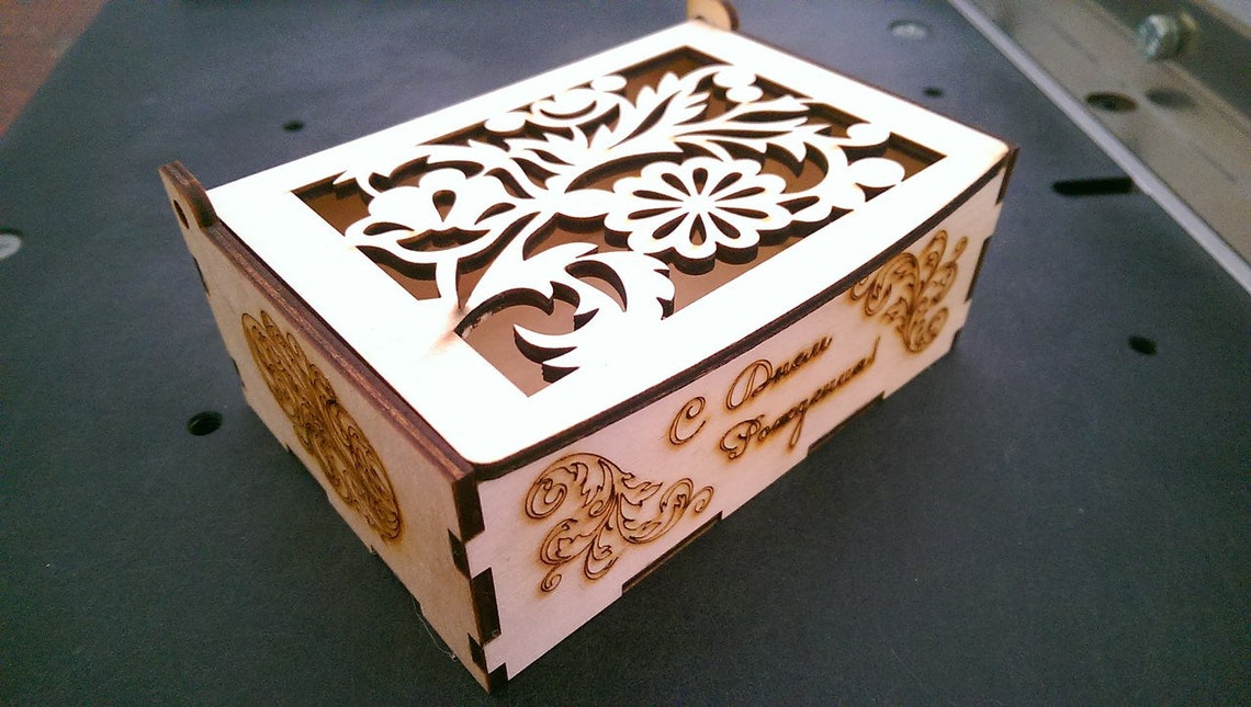 Box With Flowers for Laser Cut CDR File Download - Etsy