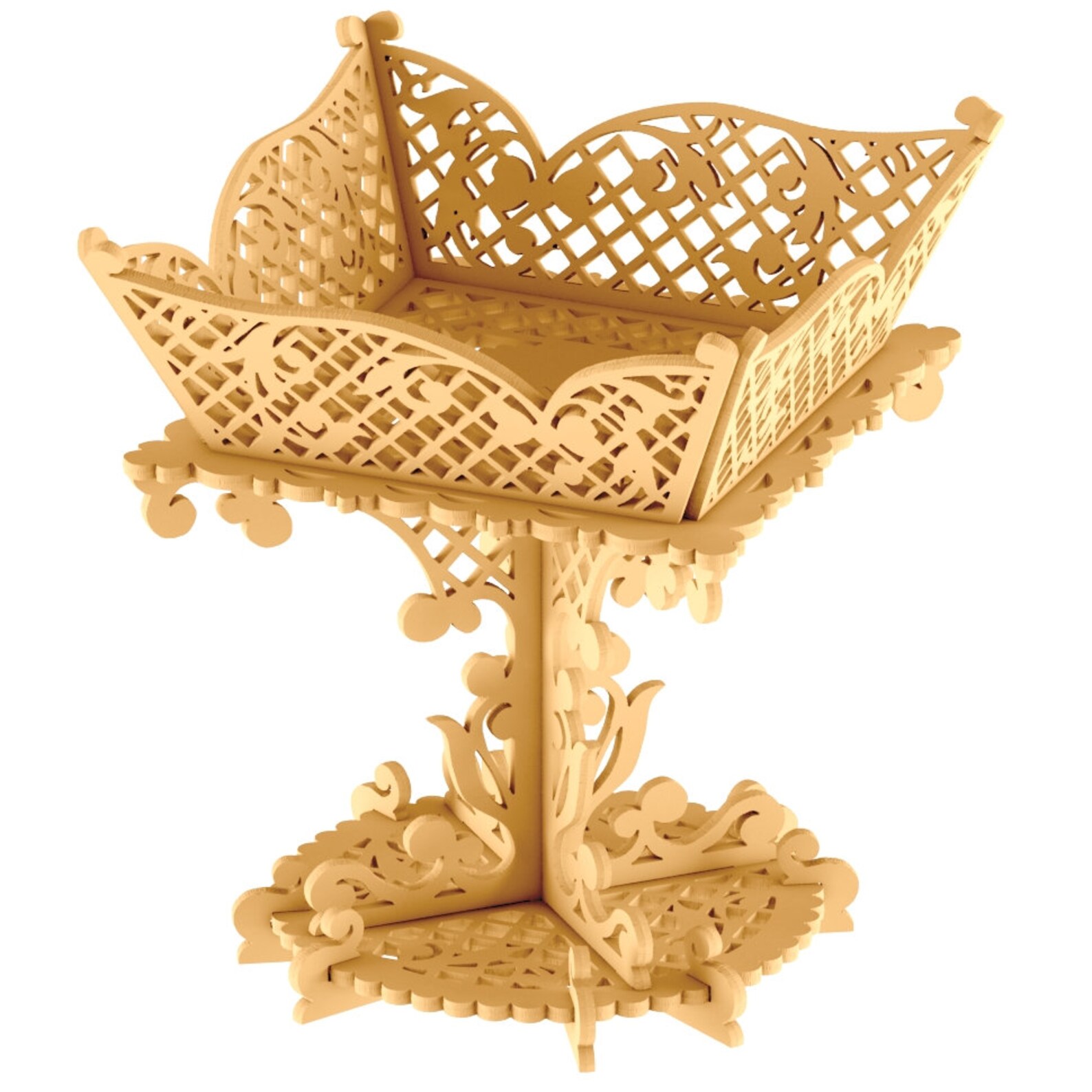 Laser Cut Decorative Wooden Fruit Tray Fruit Display Stand DXF and CDR ...