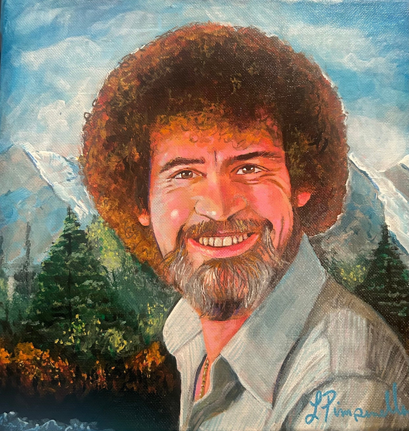 Hand-painted Bob Ross Portrait on Canvas – Original Art by Lucy ...