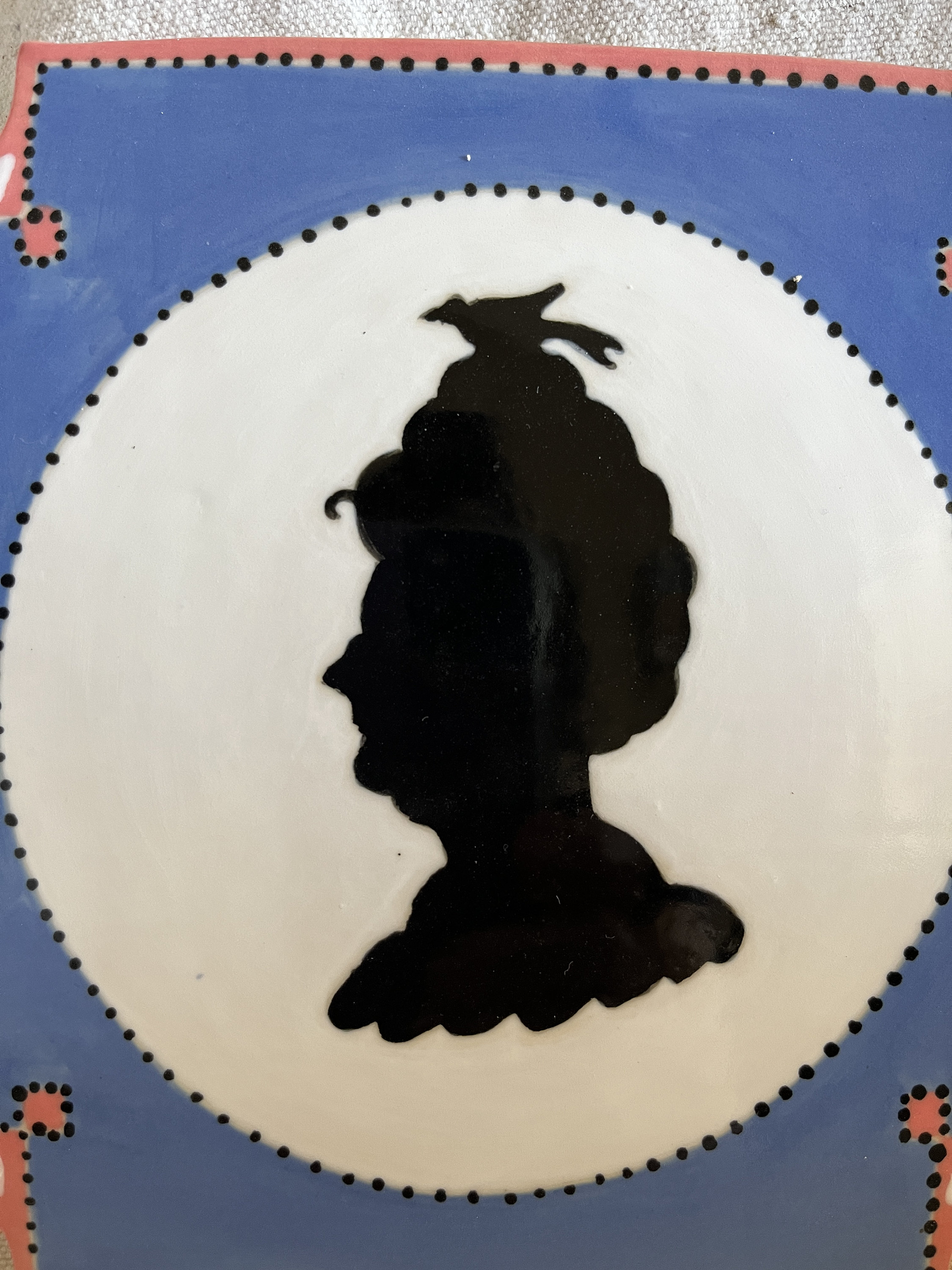 Stoneware Tile Silhouette Wig Marie Antoinette Bird - Etsy