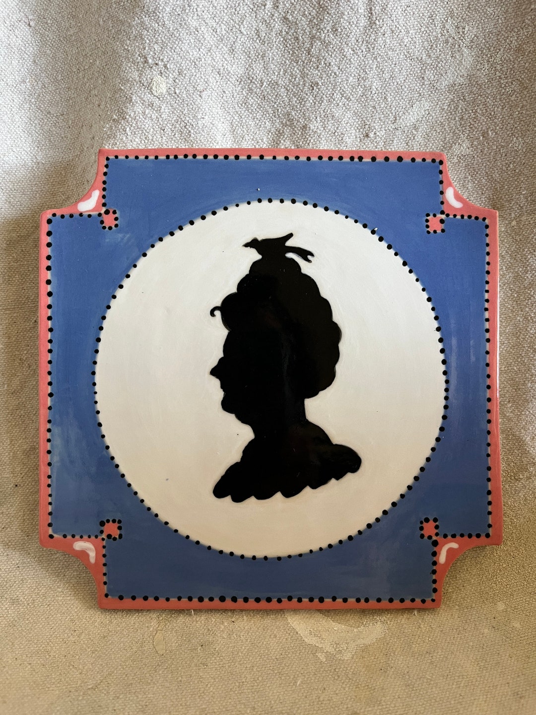 Stoneware Tile Silhouette Wig Marie Antoinette Bird - Etsy