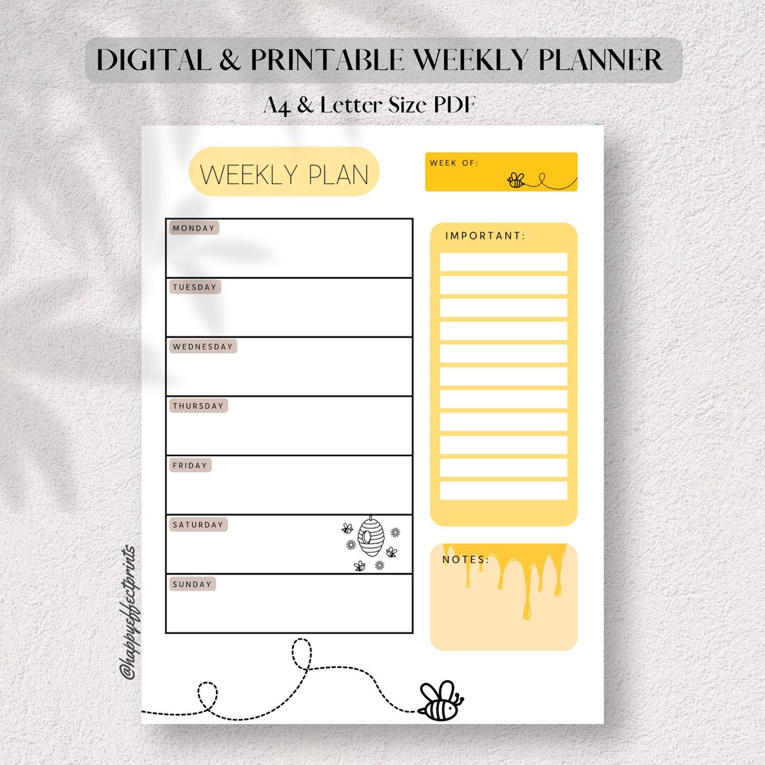 Printable Weekly Planner | Goodnotes Week Planner | 2023 Digital ...