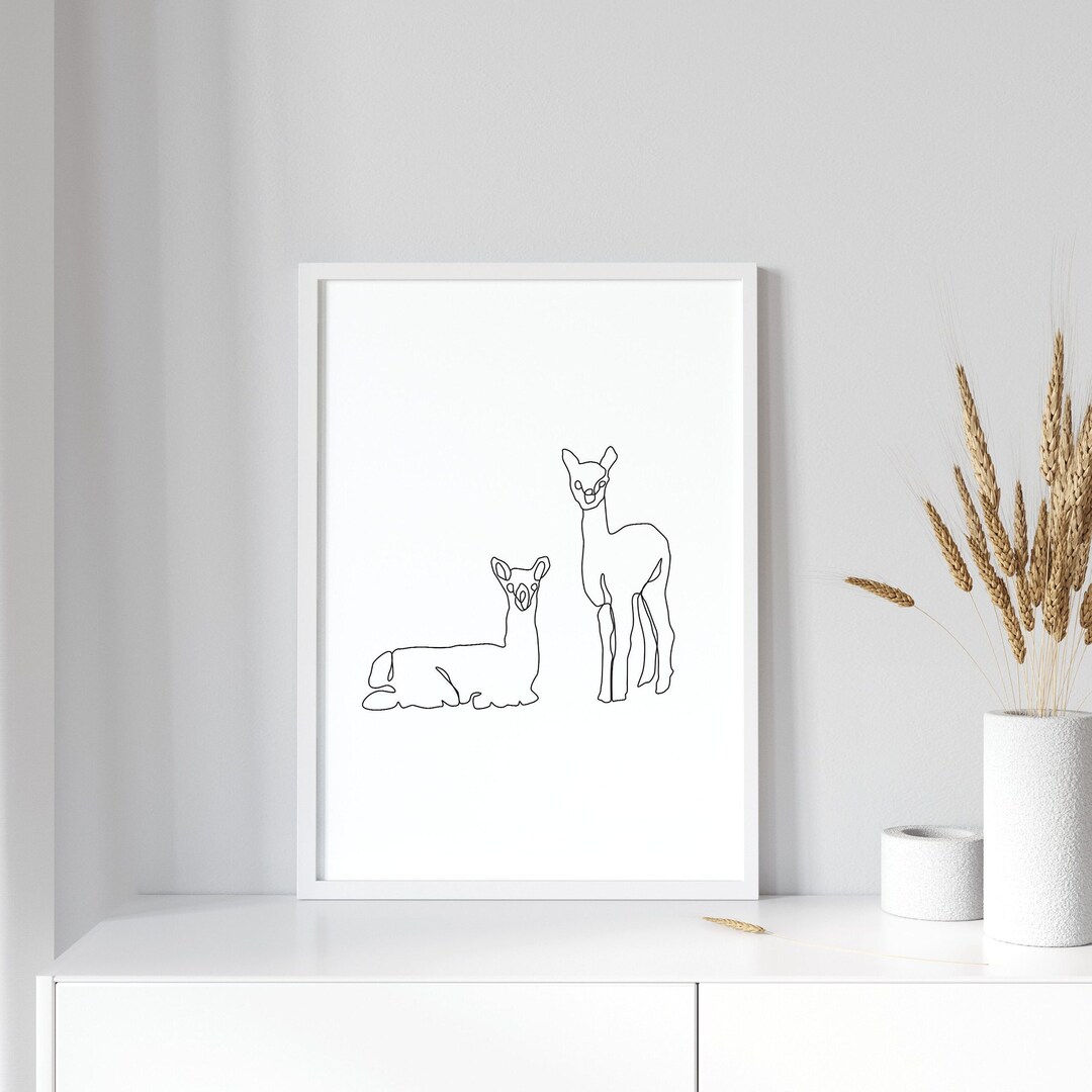 Alpaca One Line Art Print, Cute Alpaca Illustration, Animal Printable ...