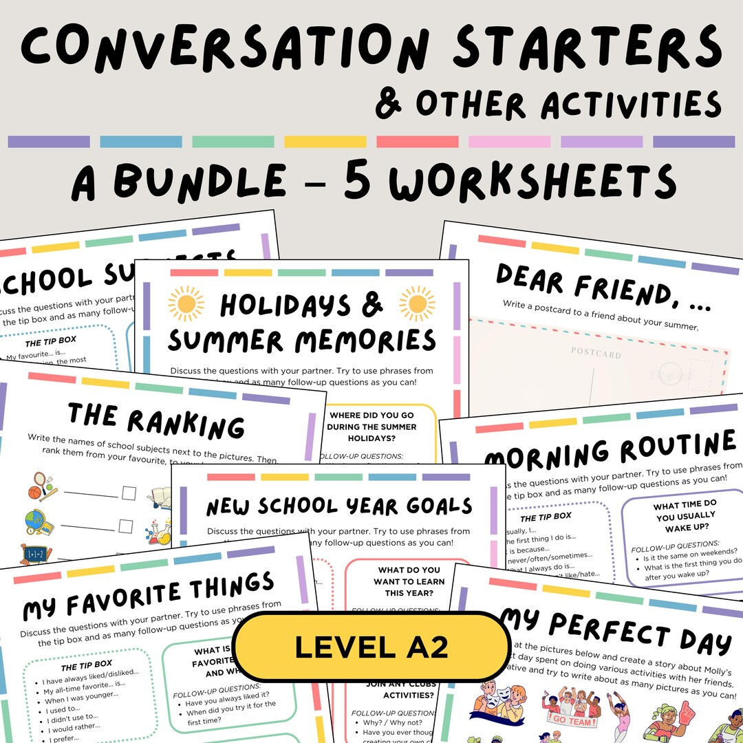 ESL Conversation Starters A2 Bundle EFL Speaking Prompts & Writing ...