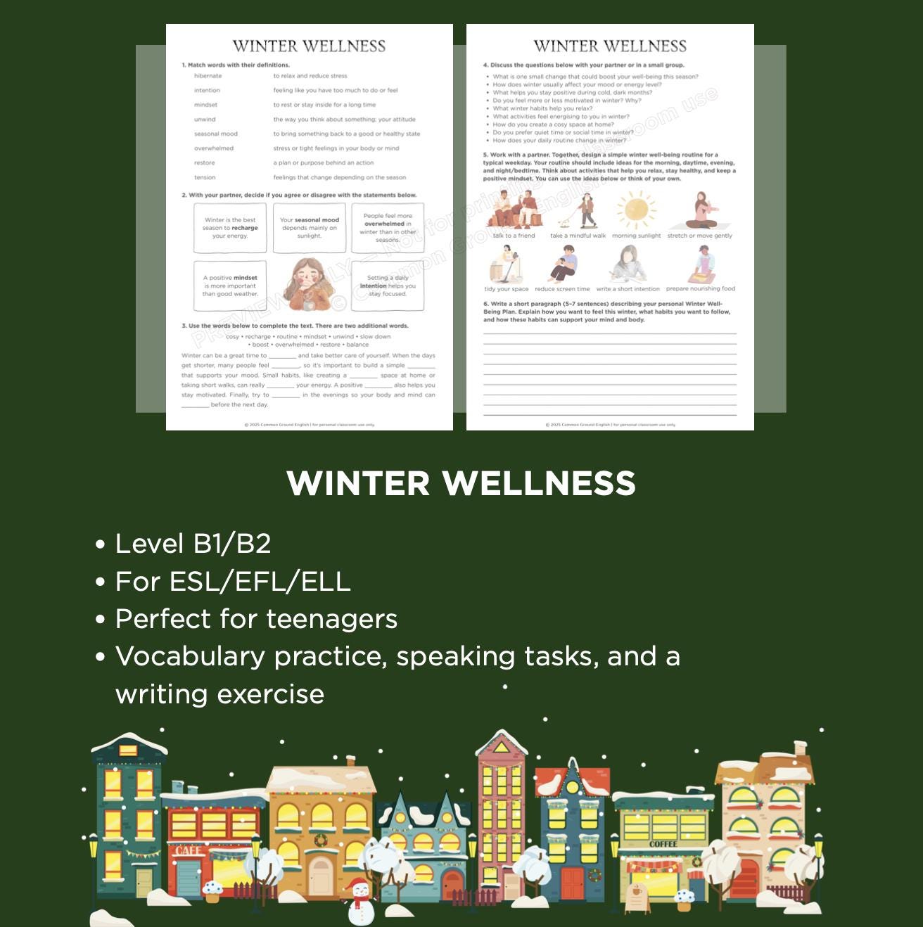 Winter & Christmas ESL Bundle B1–B2 | Speaking, Vocabulary, Reading ...