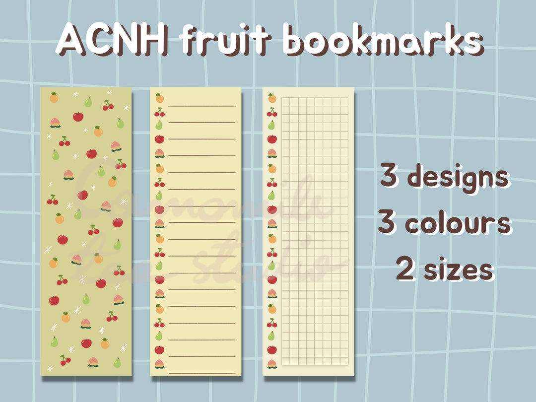 Animal Crossing Fruit Printable Boomarks Set Cute Bookmarks Bookmarks ...