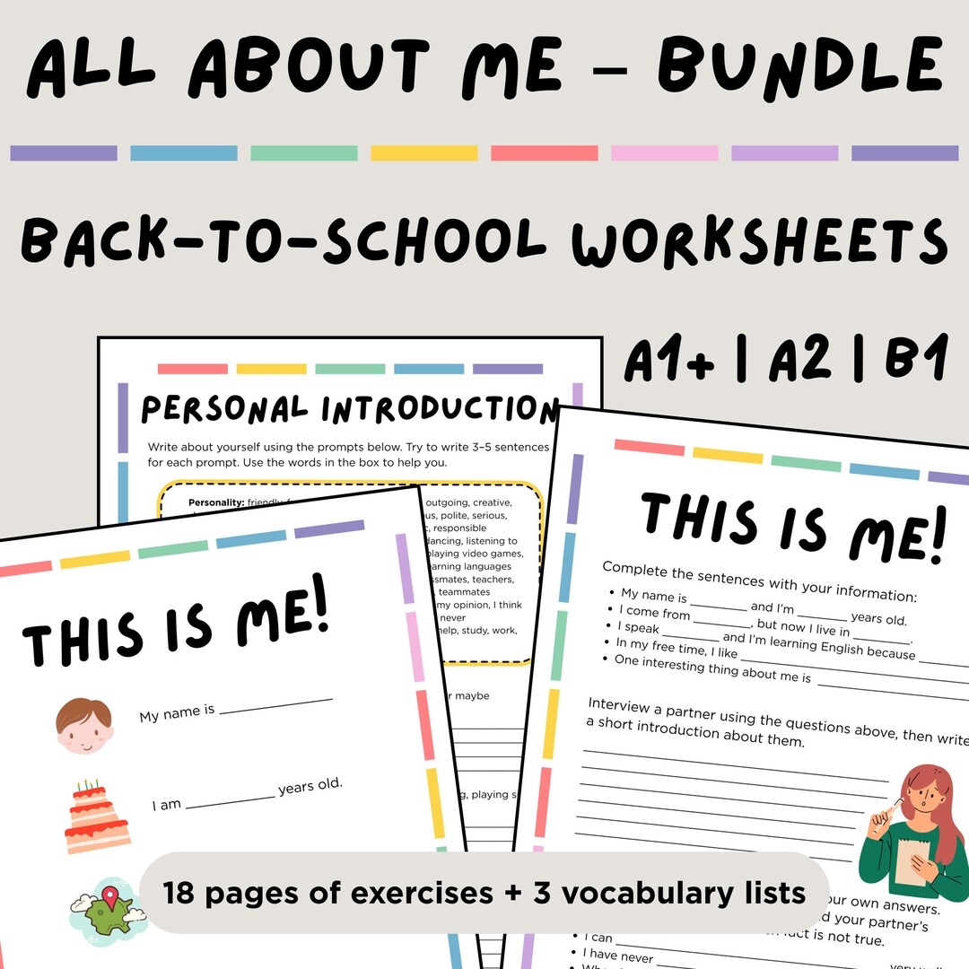 ESL EFL All About Me Activities Bundle A1 A2 B1 English Learning ...