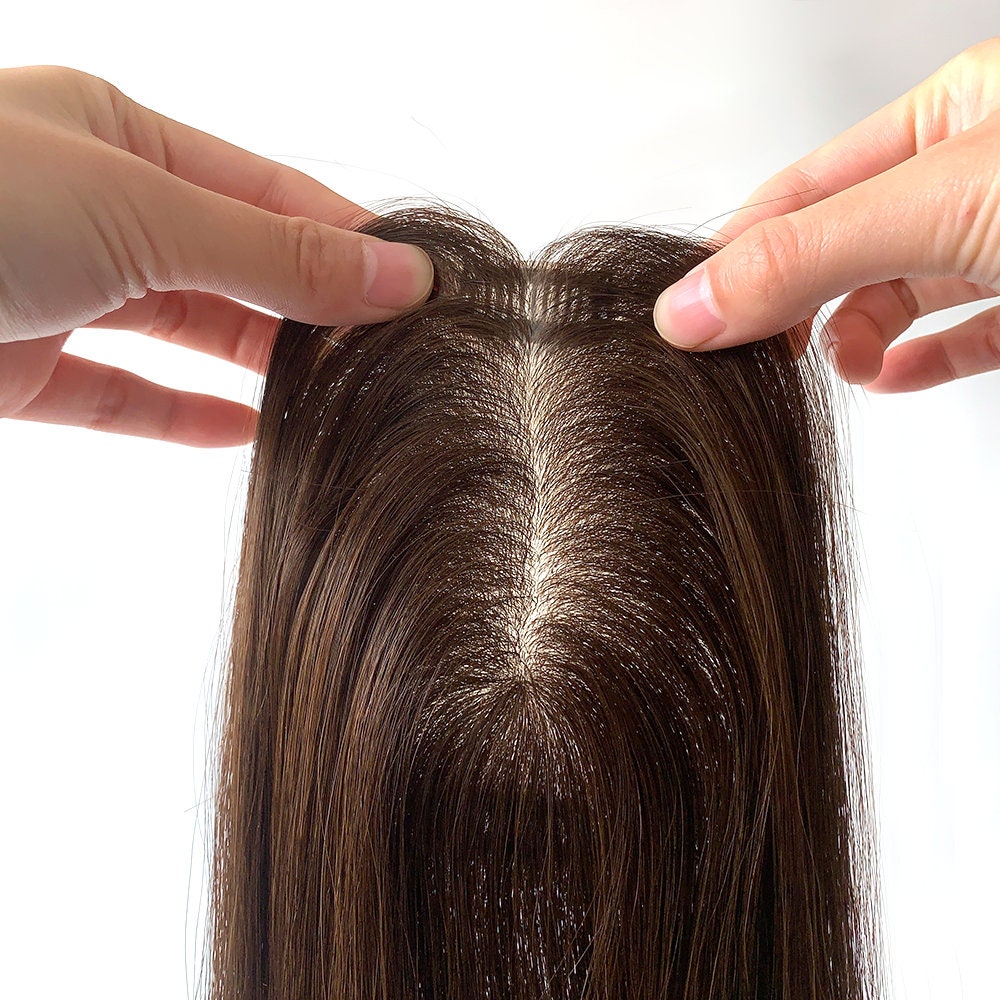 Silk Base Free Part Hair Topper Straight Brown 12x8cm With - Etsy