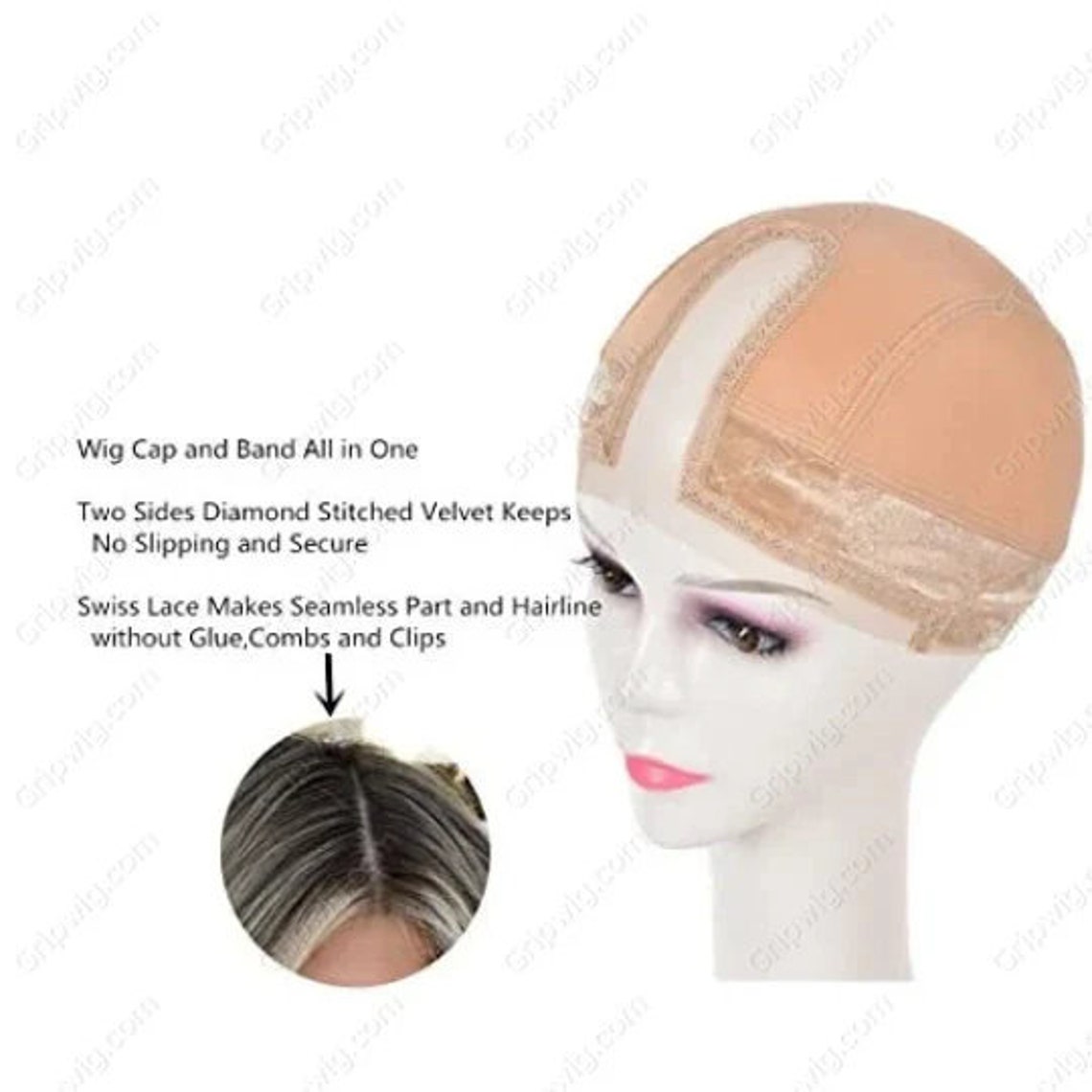 Lace Wig Grip Cap | Silk Cap With Built in Velcro Headband | Non Slip ...