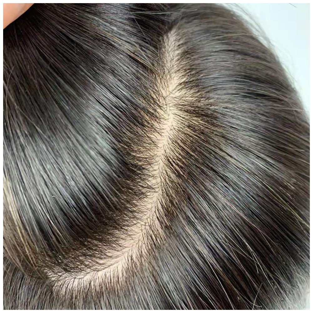 Silk Base Natural Scalp Hair Topper With Clips 100% Real Remy - Etsy