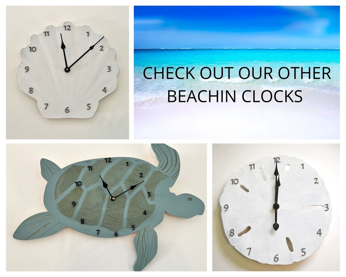 Scallop Shell Hand Painted Wall Clock, Nautical, Beach Decor - Etsy