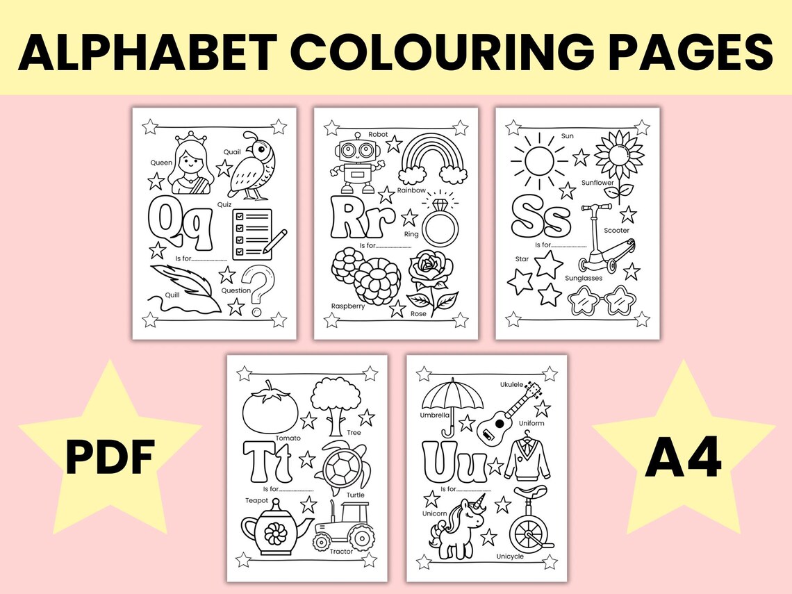 Printable Kids Alphabet Colouring Pages Fun & Educational A-Z Activity ...
