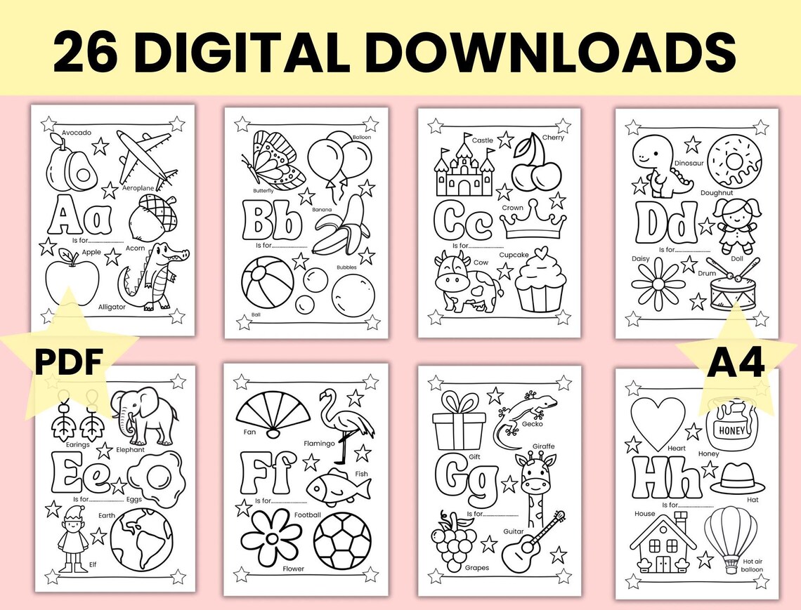 Printable Kids Alphabet Colouring Pages Fun & Educational A-Z Activity ...