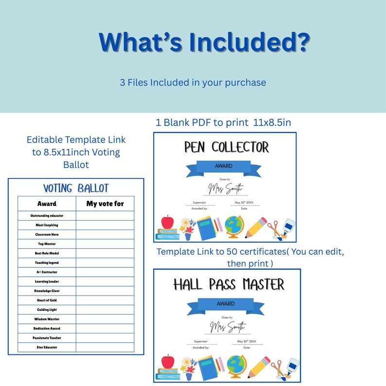 Funny & Formal Teacher Awards: 50 Printable Certificates (editable PDF ...