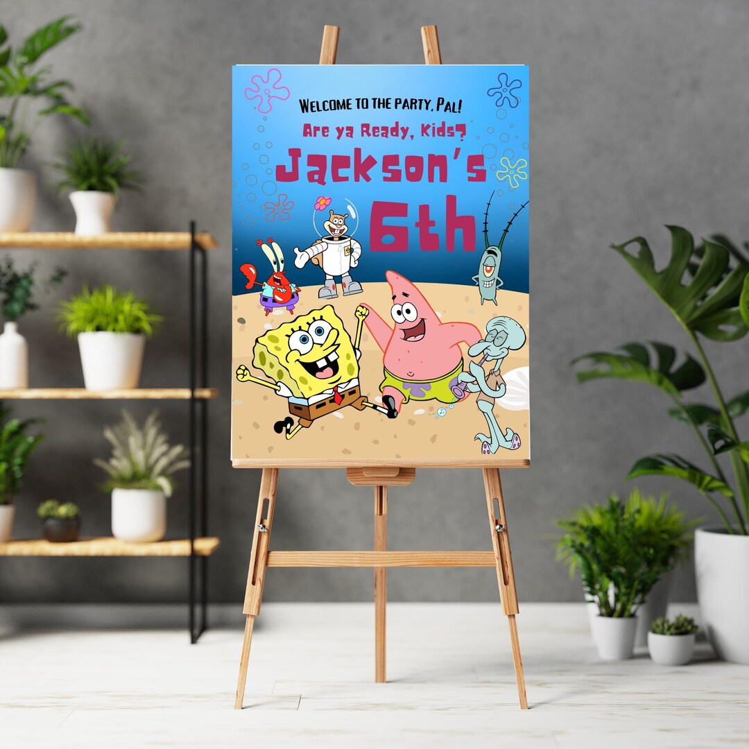 Editable Spongebob Party Welcome Sign | Spongebob & Friends Birthday ...